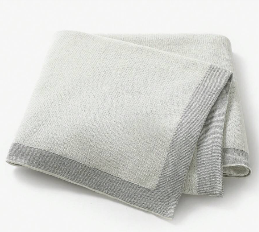 Baby Blanket - Knit Blanket with Tonal Border – A-Z creations