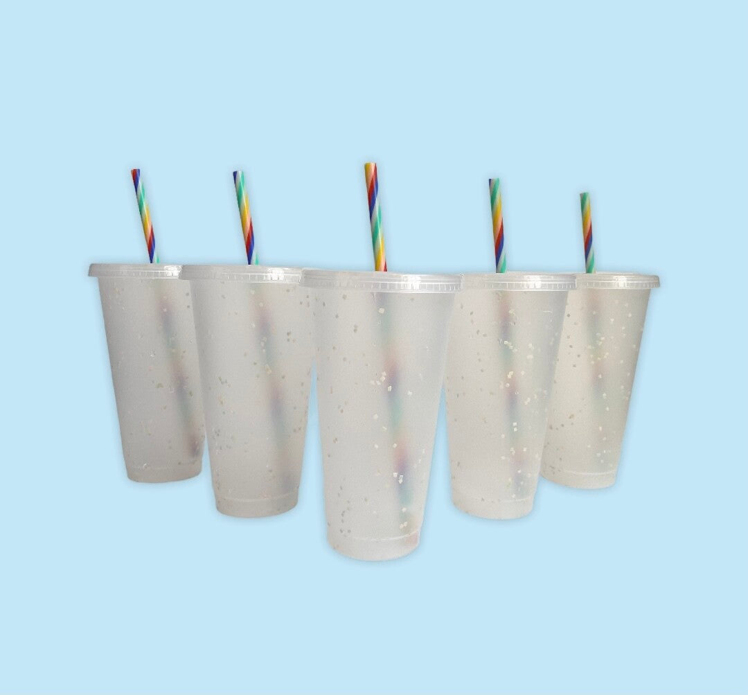 Straw Cup - Confetti with Clear Lid – A-Z creations